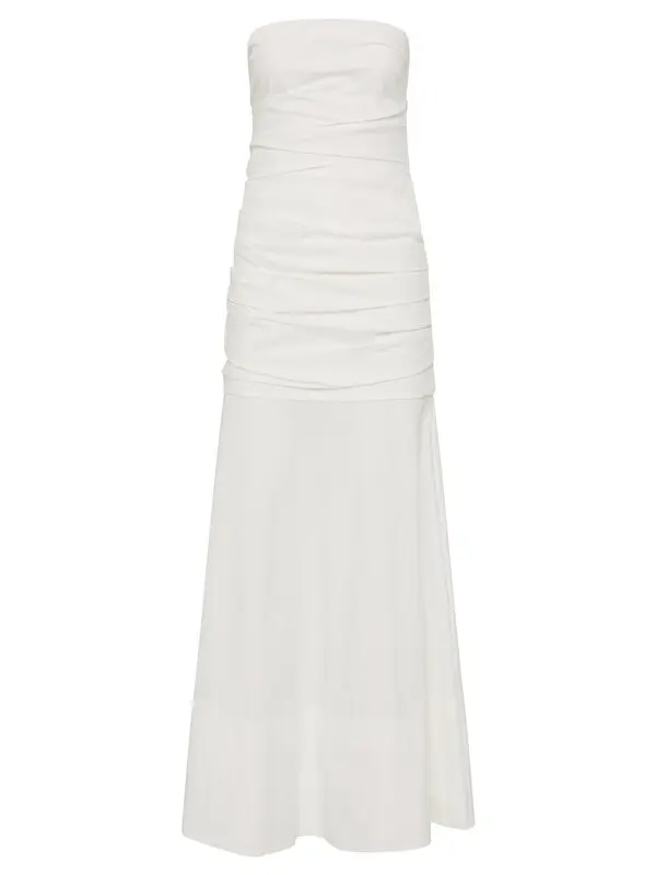 ST. AGNI Strapless Cotton-blend Maxi Dress - White