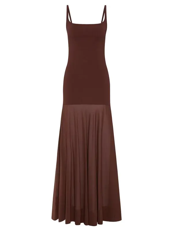 ST. AGNI Knit And Silk Maxi Dress - Brown