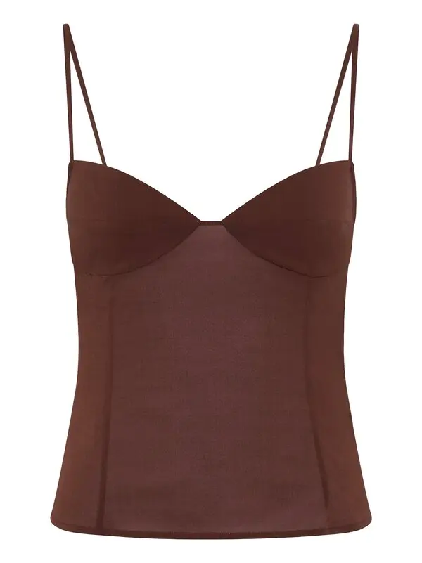 ST. AGNI Silk Camisole Top - Brown