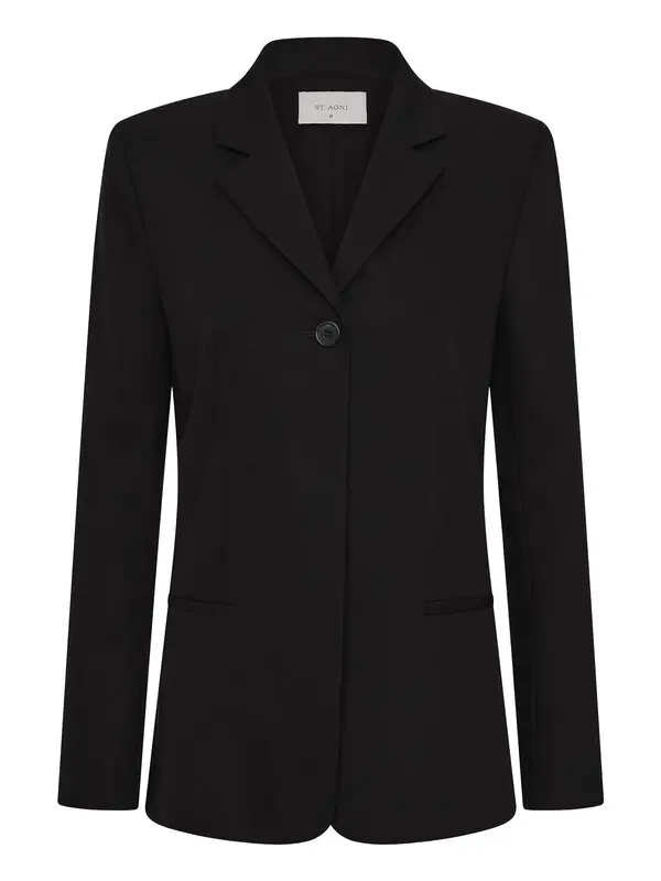 ST. AGNI Tailored Wool Blazer - Black