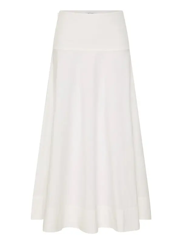 ST. AGNI Circle Hem Cotton-blend Maxi Skirt - White