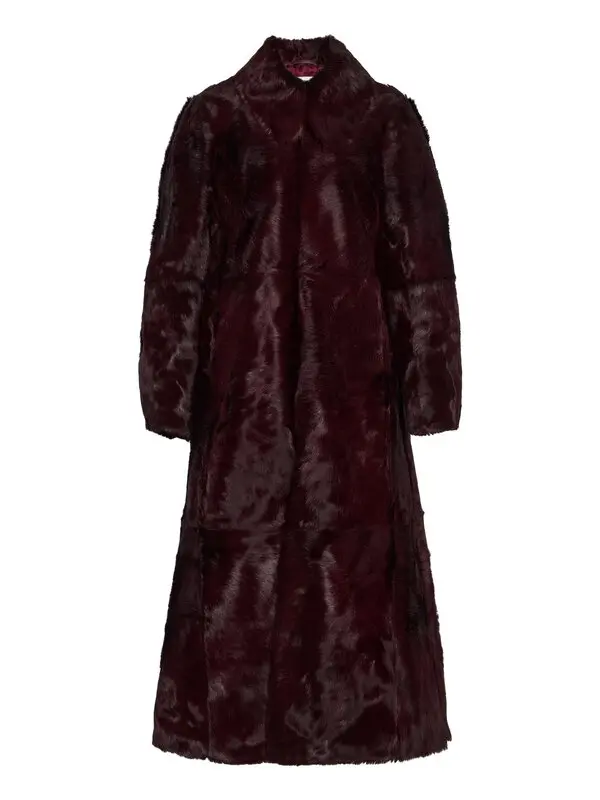 BY MALENE BIRGER Rafaia Calfskin Pony Hair Coat - Burgundy