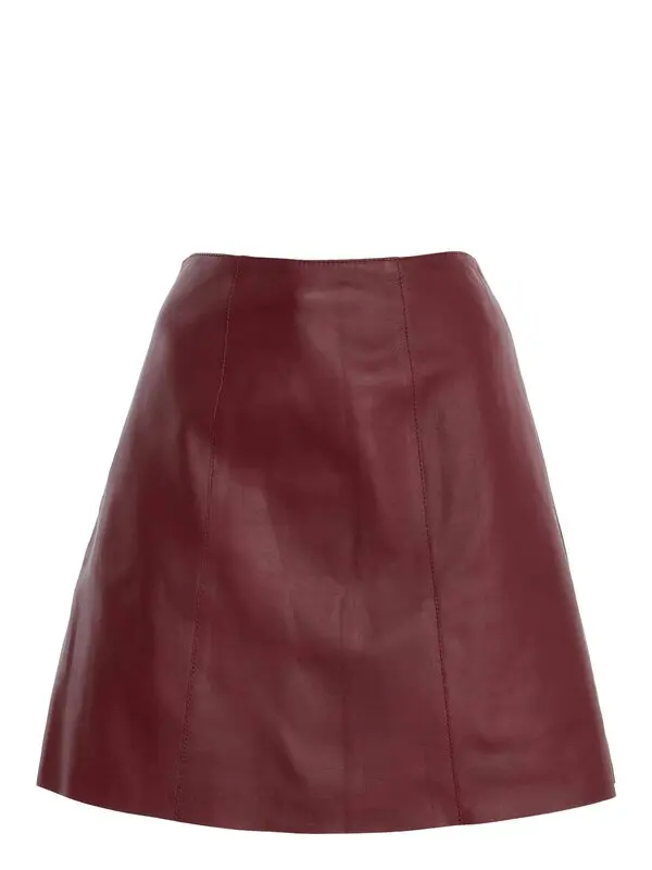 BY MALENE BIRGER A-line Leather Skirt - Burgundy