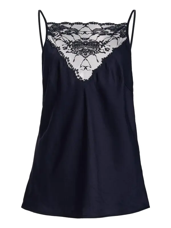 BY MALENE BIRGER Leeba Lace-trimmed Satin Camisole Top - Navy