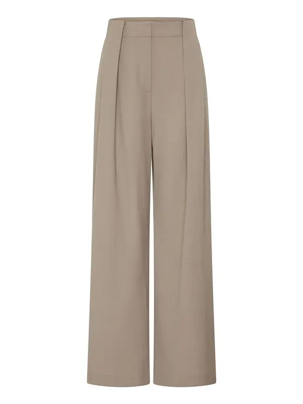 ST. AGNI Pleated Wide-leg Pants - Light Grey