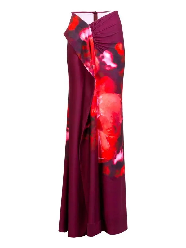 Silvia Tcherassi Meissa Gathered Jersey Maxi Skirt - Burgundy