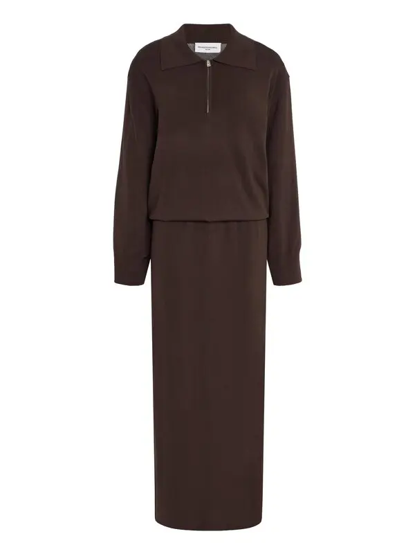 Brandon Maxwell The Sabine Polo Knit Maxi Dress - Brown