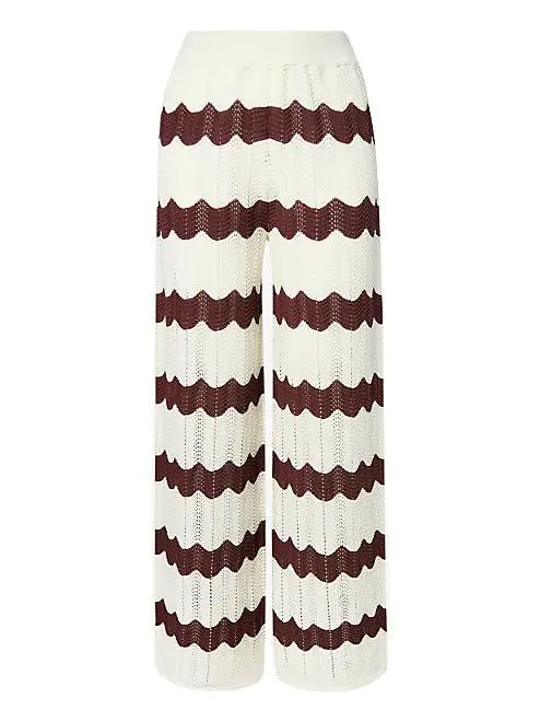 MALINA Keily Striped Knitted Trousers - Brown Stripe