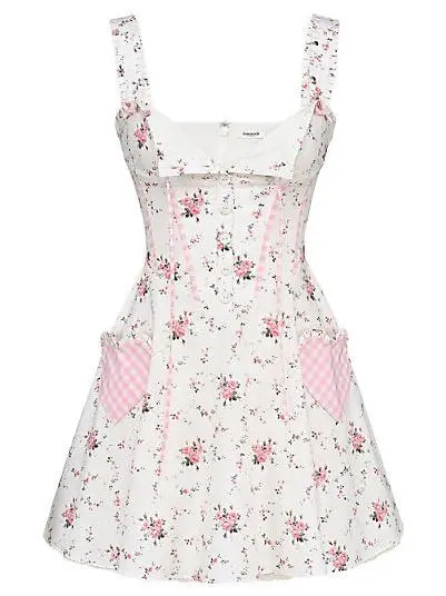 House Of Cb Marianella Floral-print Mini Dress - Rose Cream