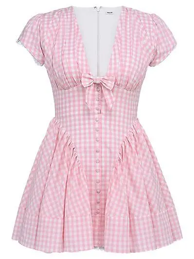 House Of Cb Checked Stretch-cotton Mini Dress - Pink Gingham