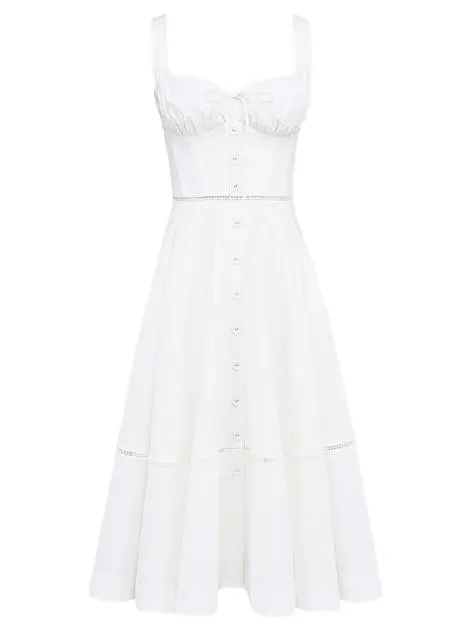 House Of Cb Ruched Stretch-cotton Midi Dress - White