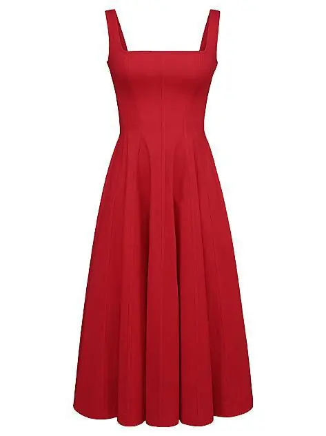 House Of Cb Mariabella Square-neck Midi Dress - Racing Red