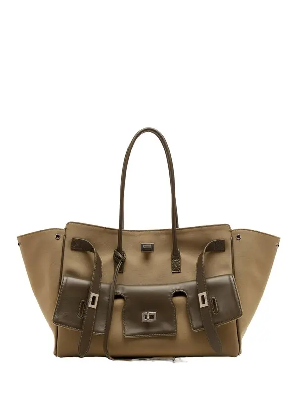 Balenciaga Bel Air Medium Canvas Carryall - Khaki