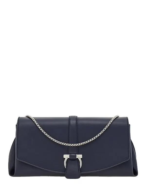 FERRAGAMO Limoges Front Flap Crossbody Bag - New Navy Denim