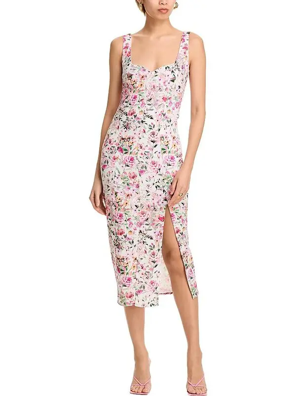 Generation Love Eugenia Floral Column Dress - Zesty Flora White/pink