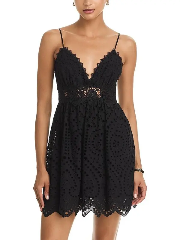 Generation Love Lilia Cotton Eyelet Mini Dress - Black