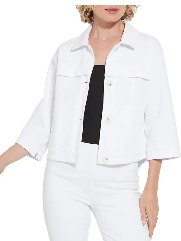 Lyssé Remi Three Quarter Sleeve Denim Jacket - White