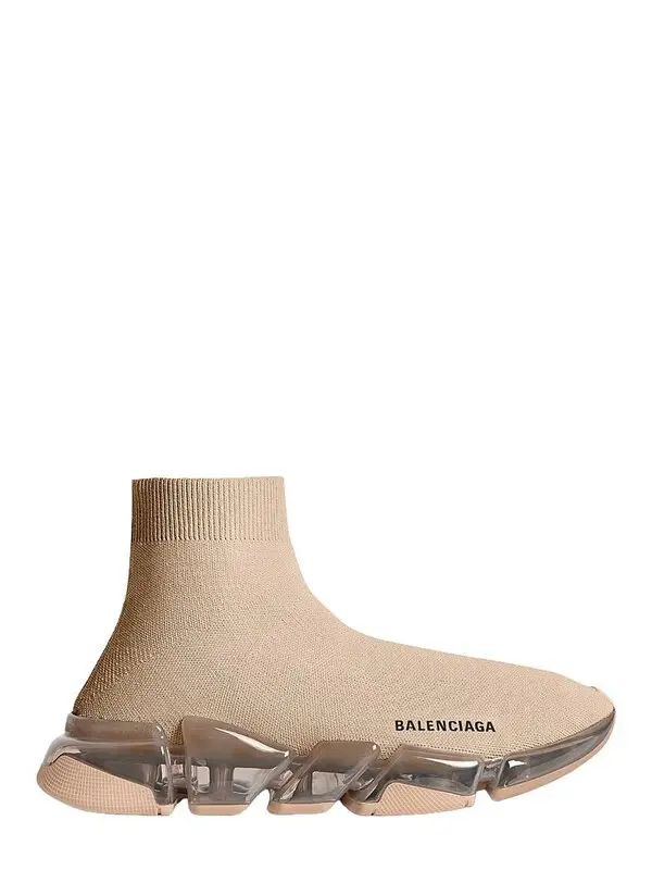 Balenciaga Speed 2.0 Knit Sneakers With Clear Sole - Beige