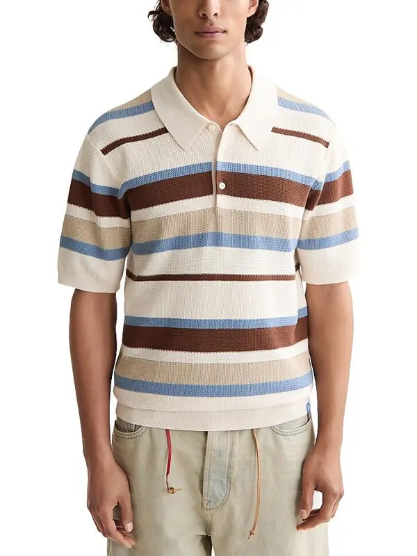 Scotch & Soda Regular Fit Striped Knit Polo - Plaza Taupe