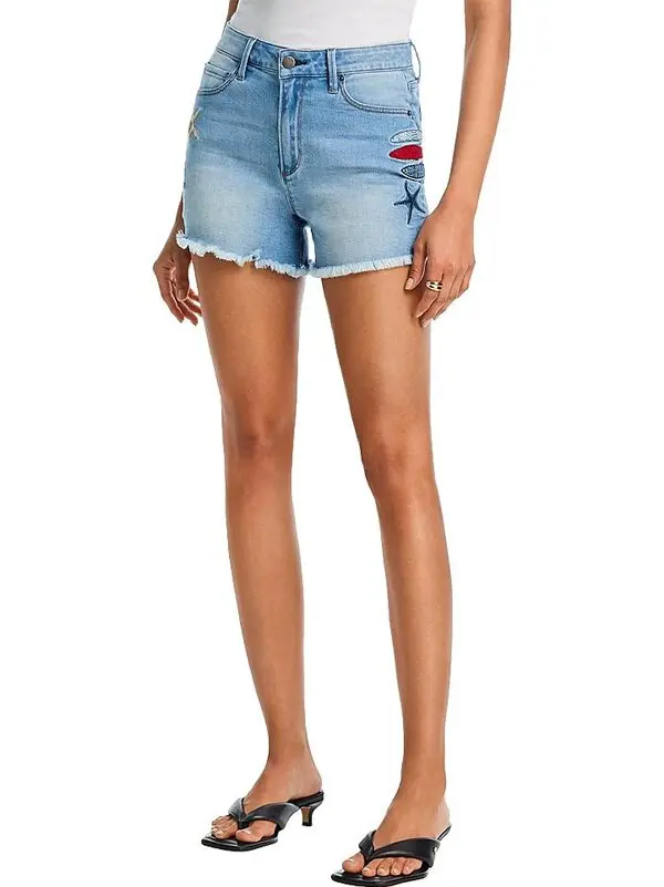 Aqua Embroidered Denim Shorts - Light Wash