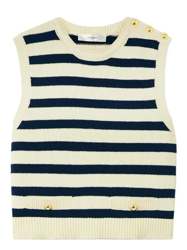 FRAME The Harbor Striped Cotton-blend Vest - Neutrals