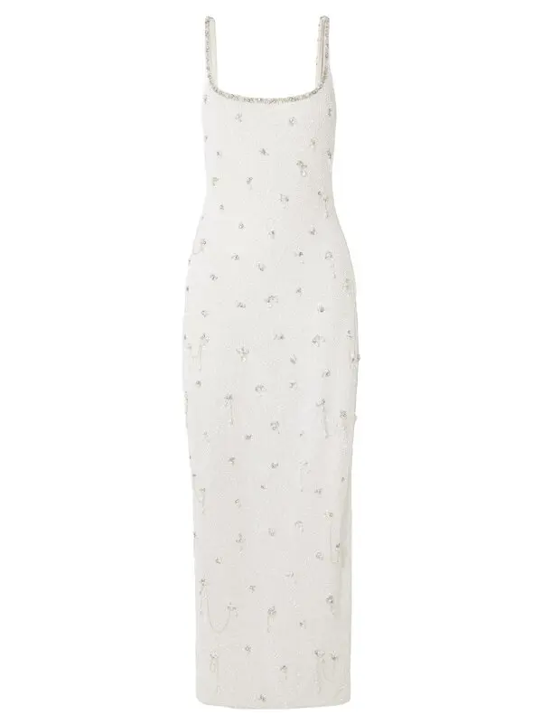 CLIO PEPPIATT Droplet Embellished Beaded Gown - Neutrals
