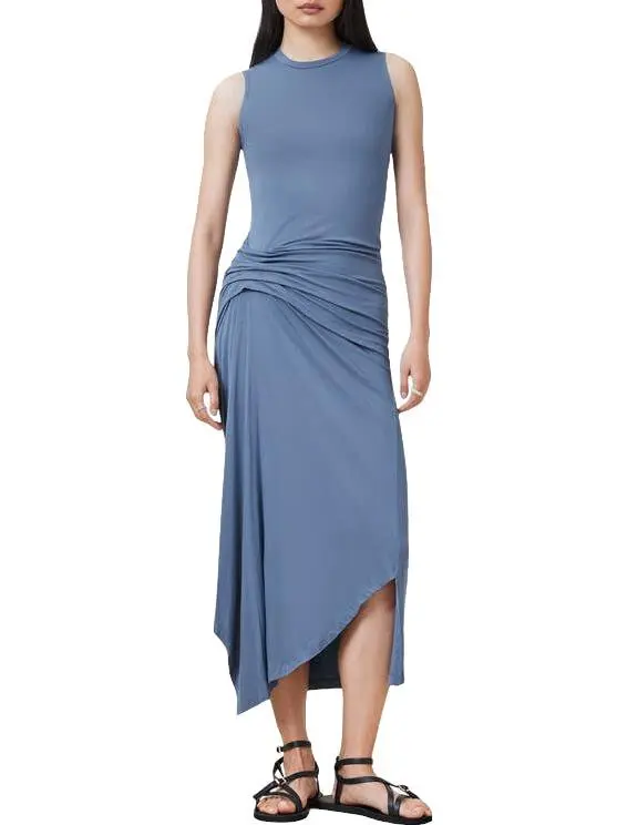 ALLSAINTS Rivi Draped Sleeveless Midi Dress - Flint Stone Blue