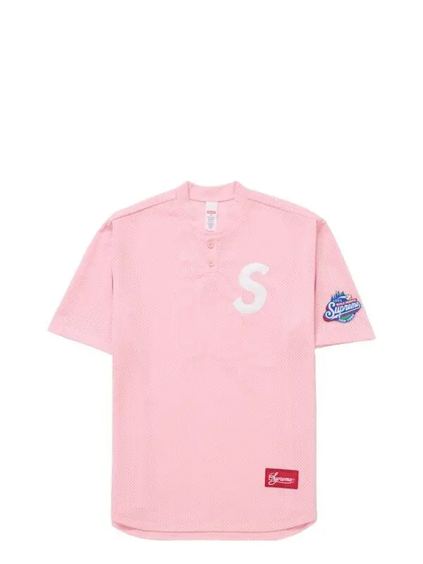 Supreme Logo Baseball Henley - Pink