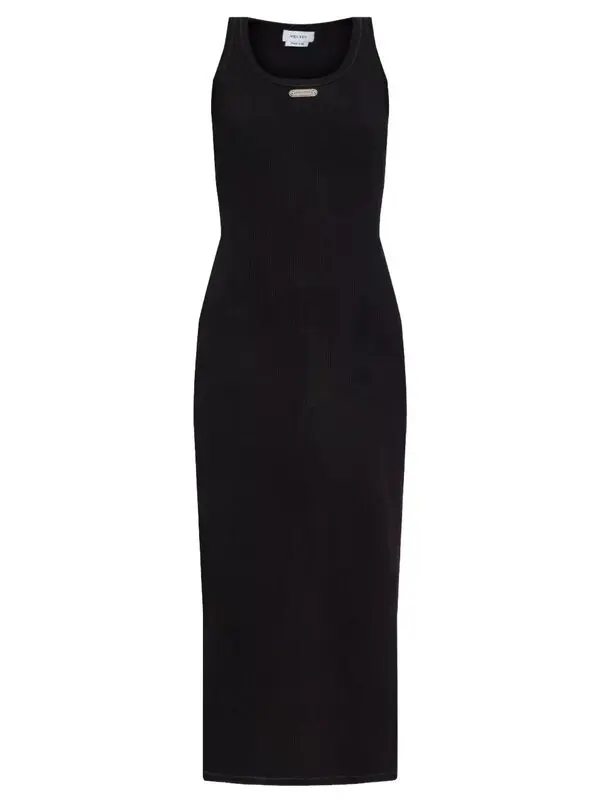 Alexander McQueen Placket Sleeveless Midi Dress - Black