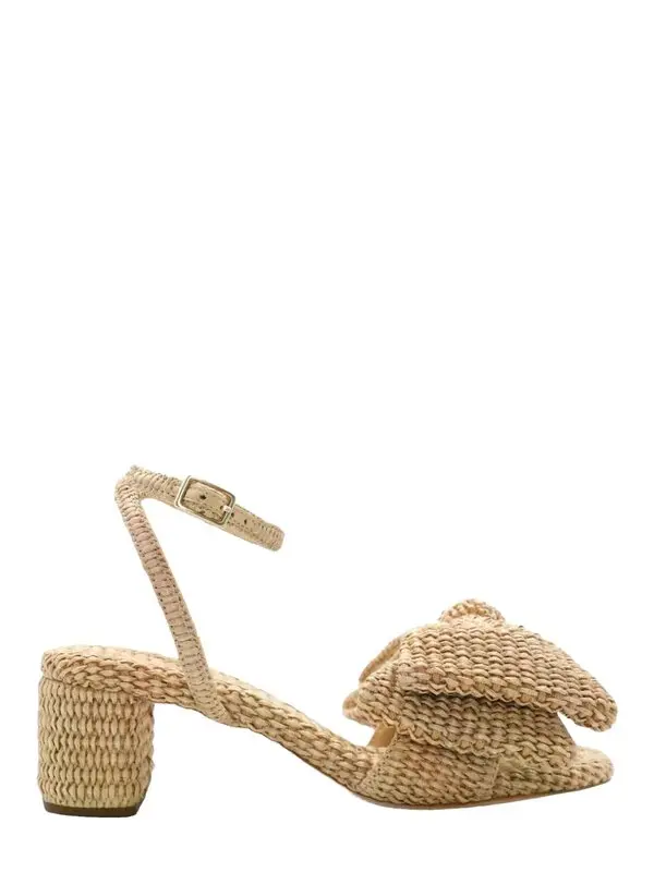 LOEFFLER RANDALL Carm Bow-detail Woven Block-heel Sandals - Neutrals