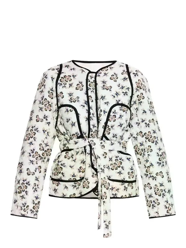Munthe Floral-print Belted Jacket - White
