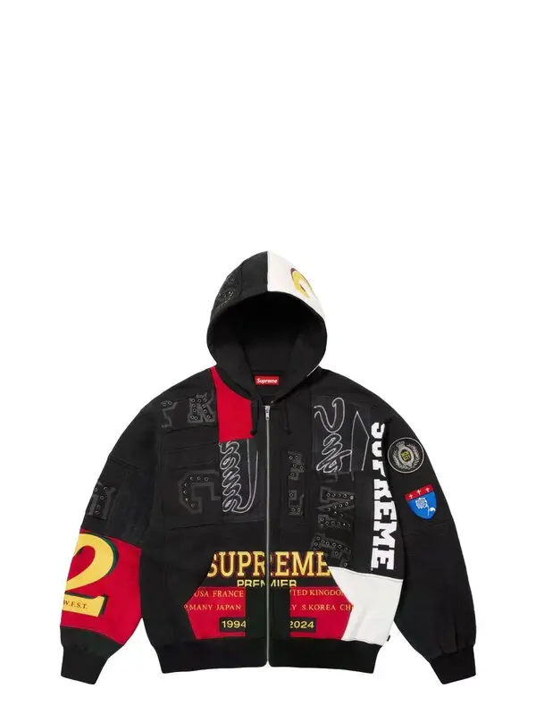 Supreme Patchwork Zip-up Hoodie - Black