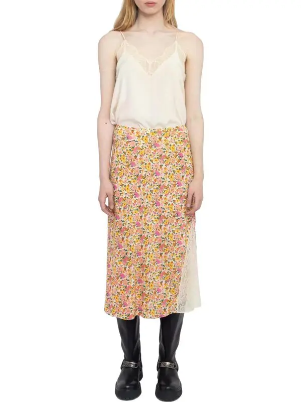 Zadig&Voltaire Floral Print Midi Skirt - Orange