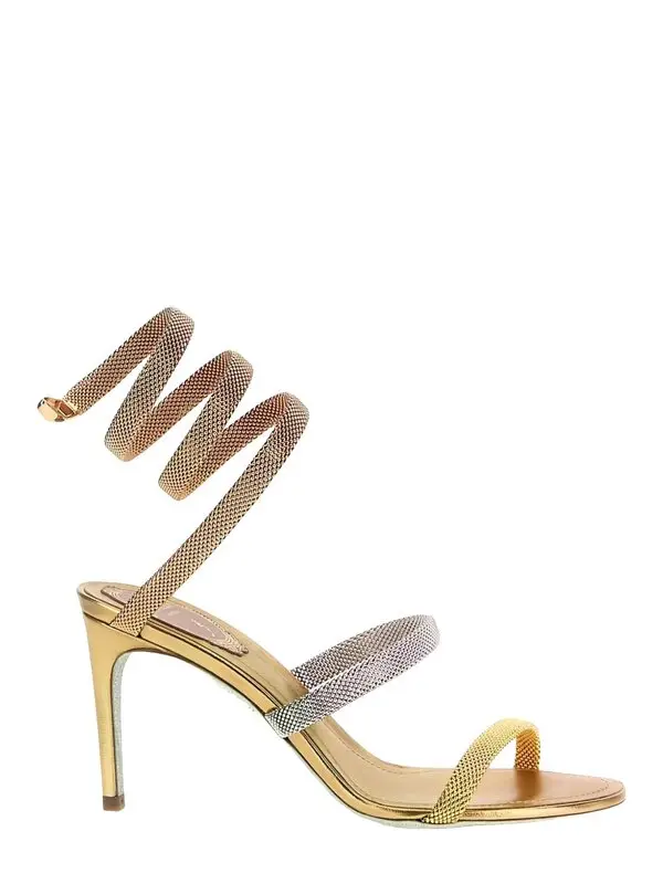 Rene Caovilla 105mm Cleo Spiral-strap Metallic Sandals - Gold