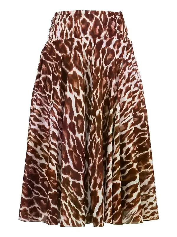 Samantha Sung Aster Leopard-print Midi Skirt - Brown