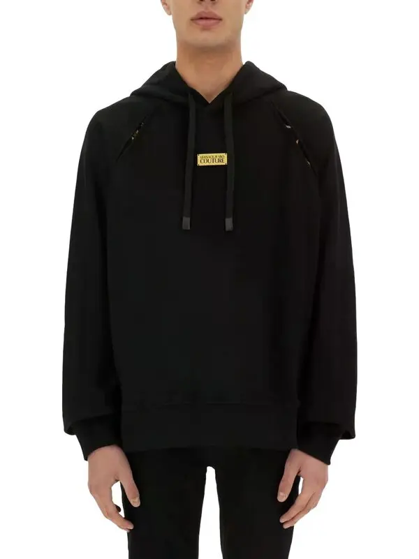 Versace Logo Plaque Hoodie - Black