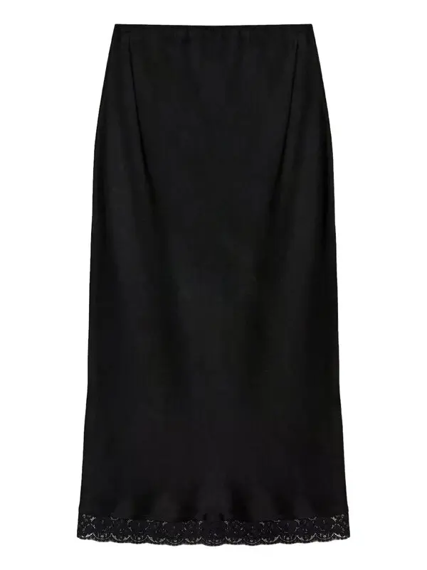 Victoria Beckham Pencil Skirt With Lace Trim - Black