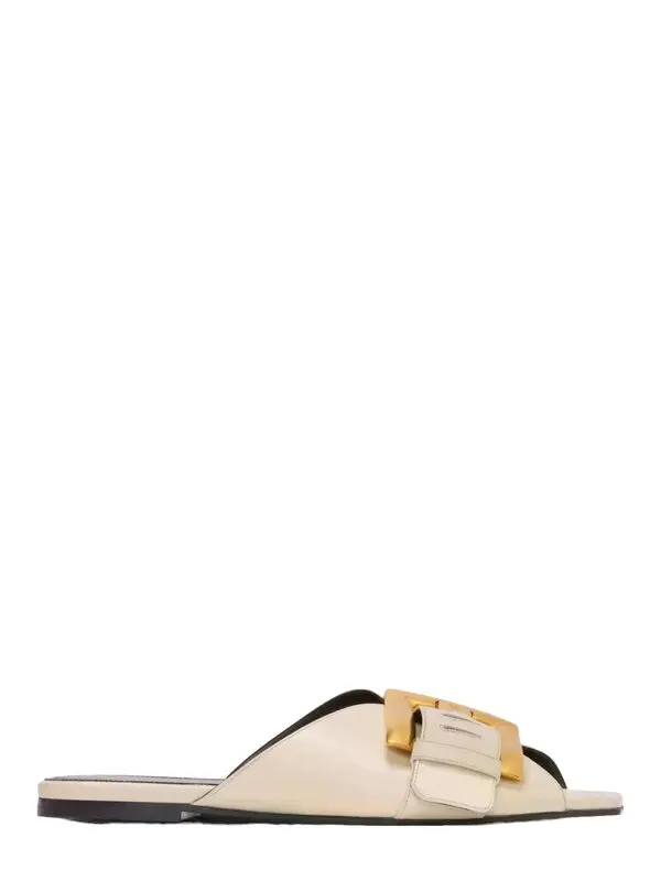 Balmain Anthem Flat Leather Sandals - Neutrals