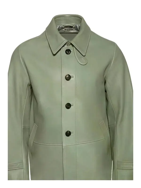 BODE Button-fastening Leather Jacket - Green