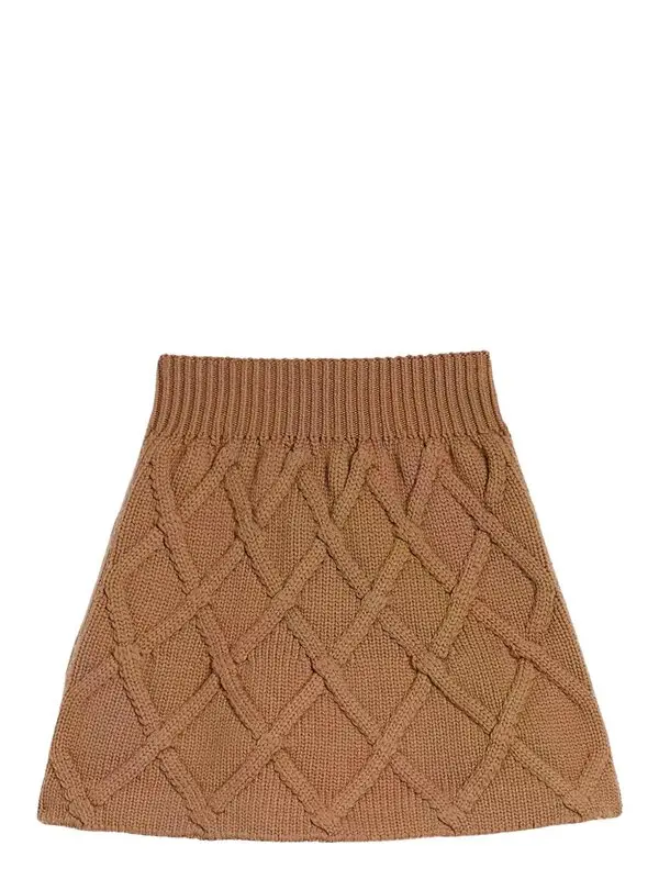 JIL SANDER Wool Mini A-line Skirt - Brown