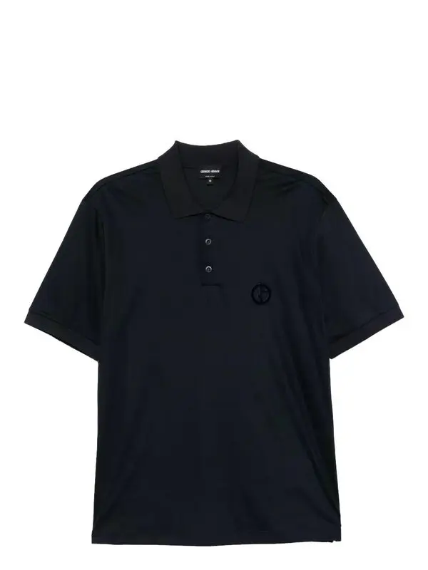 Giorgio Armani Logo-embossed Polo Shirt - Blue