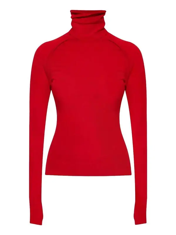 Victoria Beckham Wool High Neck Top - Red