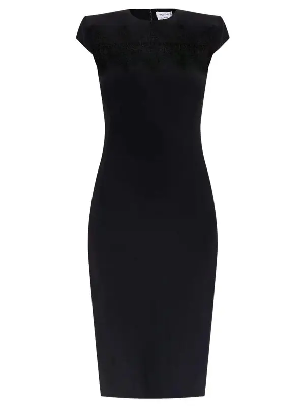 Alexander McQueen Cap-sleeve Lace-embroidered Midi Dress - Black
