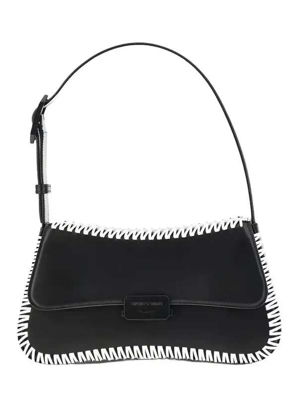 Emporio Armani Stitched Detail Shoulder Bag - Black