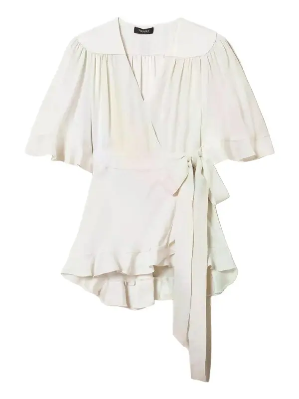 TWINSET Ruffled Wrap Blouse - White