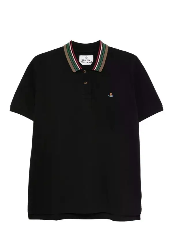 VIVIENNE WESTWOOD Embroidered-logo Polo Shirt - Black