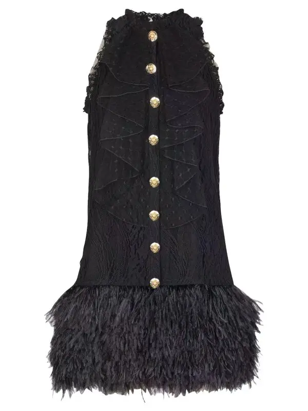 Balmain Lace-embellished Dress - Black