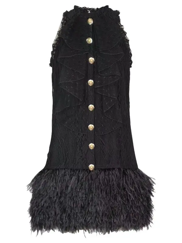 Balmain Lace-embellished Dress - Black