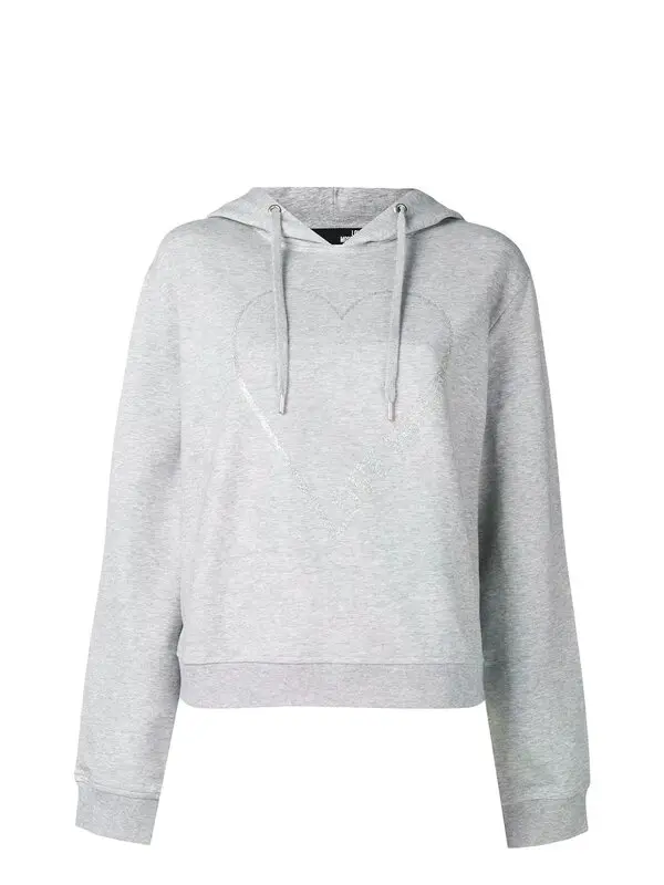 Moschino Logo Heart Print Hoodie - Grey