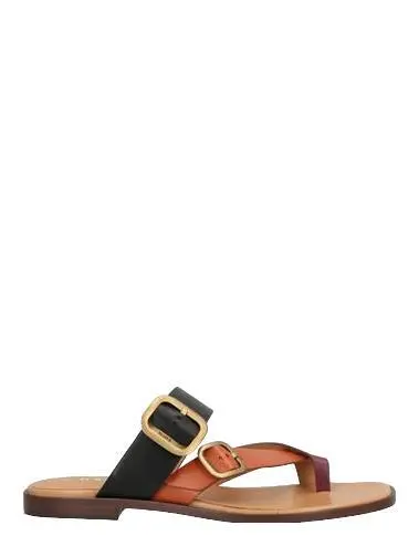 TOD'S Leather Thong Sandals With Buckle Fastening - Tan